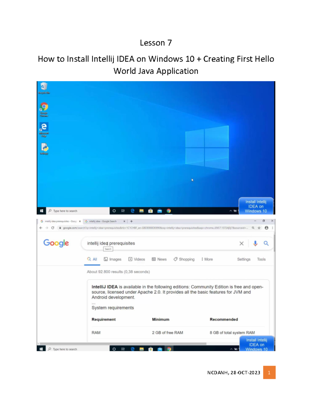 Lesson 7: Installing IntelliJ IDEA & Creating Hello World App (NCDANH ...