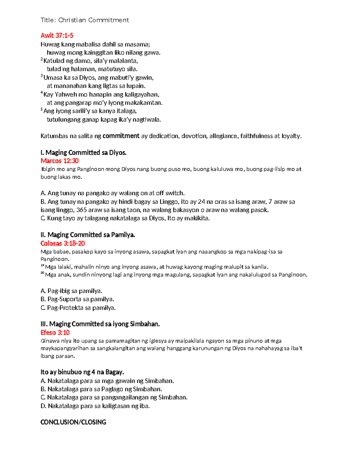 Christian Commitment: Dedication to God, Family, and Church - Studocu