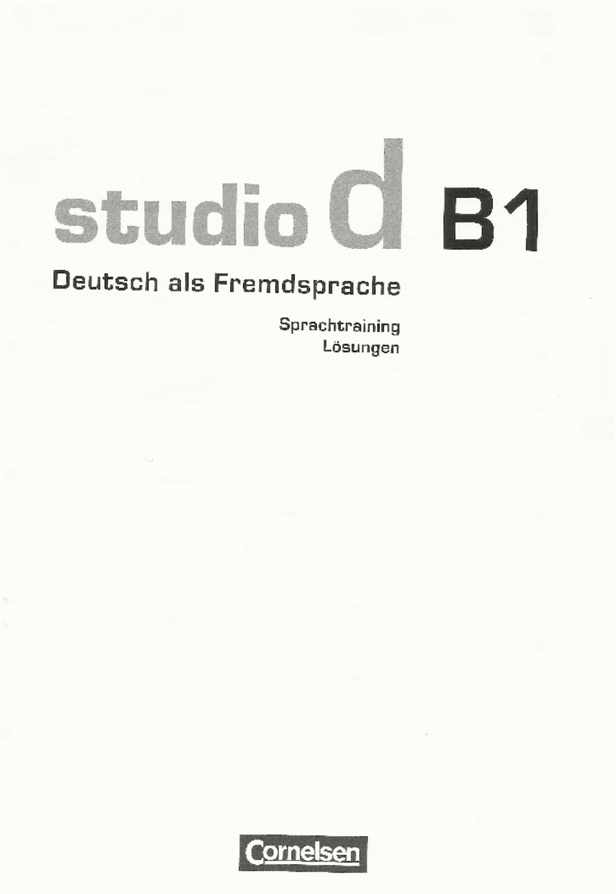 Studio D B1 Sprachtraining Lösungen (pdf) - Studocu