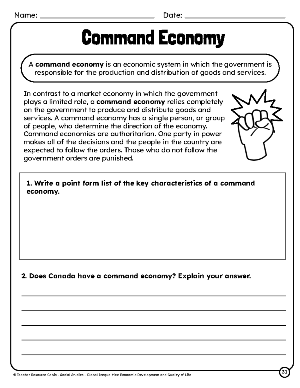 Global Inequalities: Economic Development & Command Economies (SS 31 ...