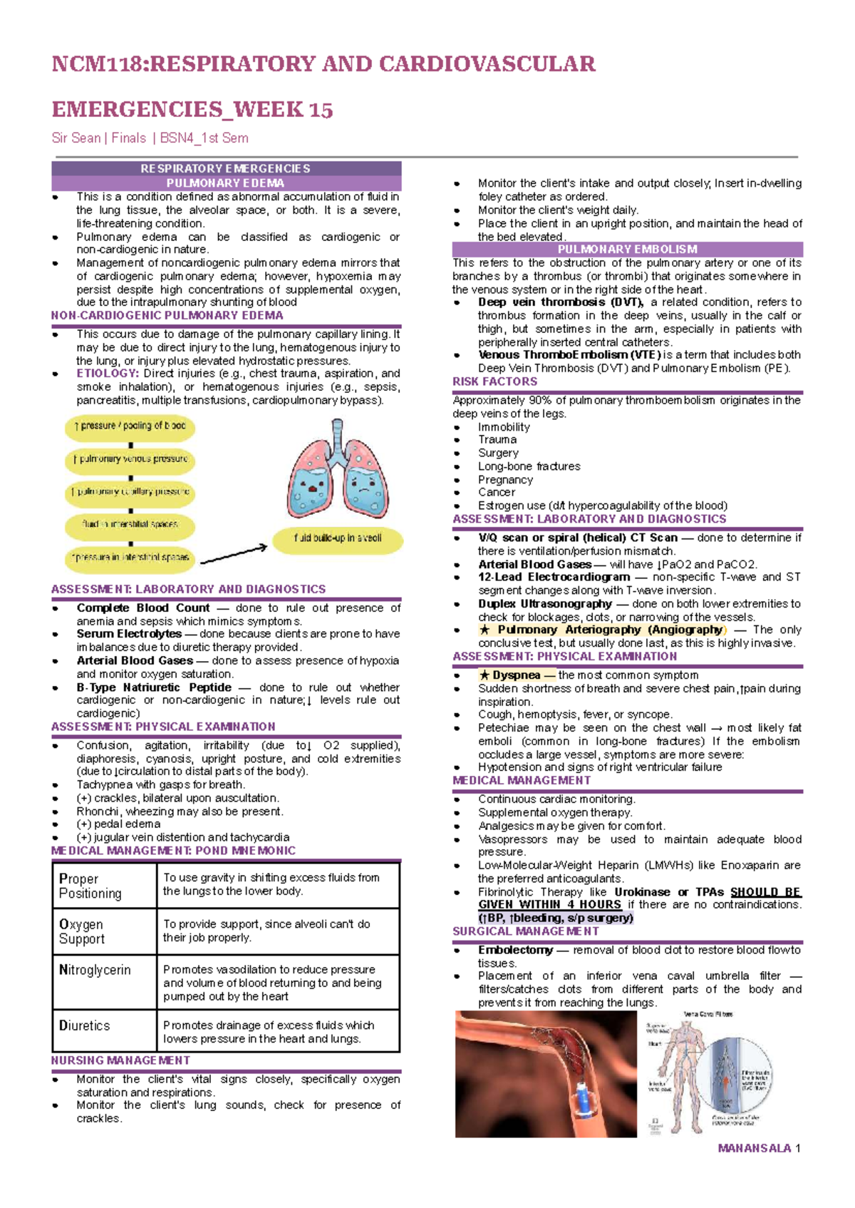 NCM118: Week 15 Finals on Respiratory & Cardiovascular Emergencies ...