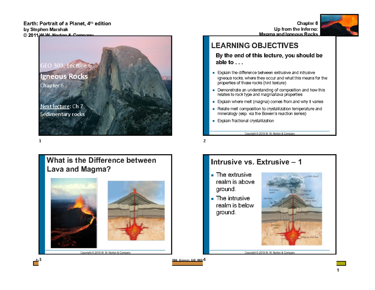 GEO 303 Lecture 6: Overview of Magma and Igneous Rocks - Studocu
