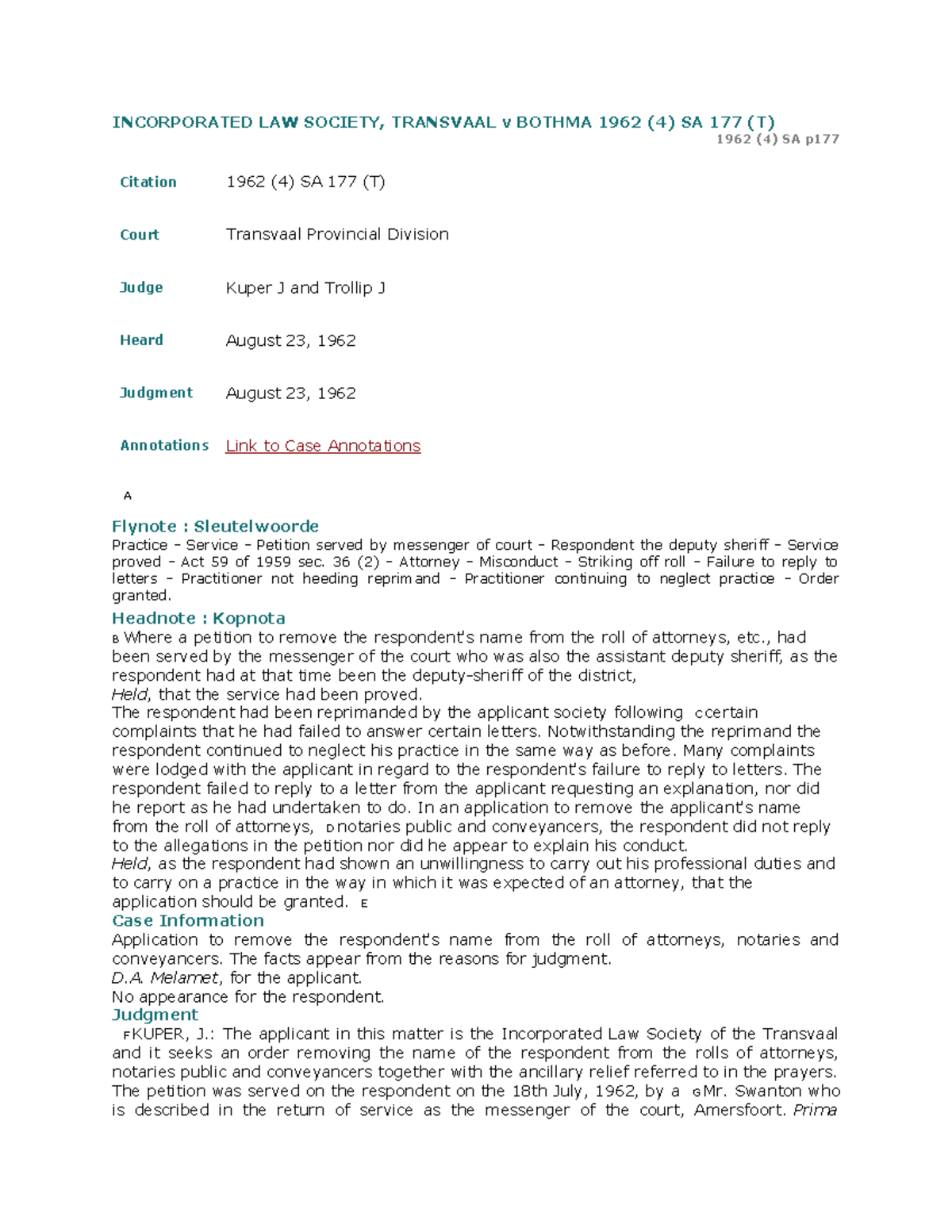Incorporated Law Society v Bothma: Case Analysis & Judgment Highlights ...