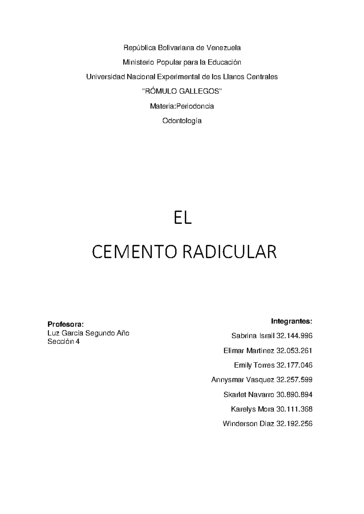 Cemento Radicular en Odontología - Apuntes de Periodoncia - Studocu
