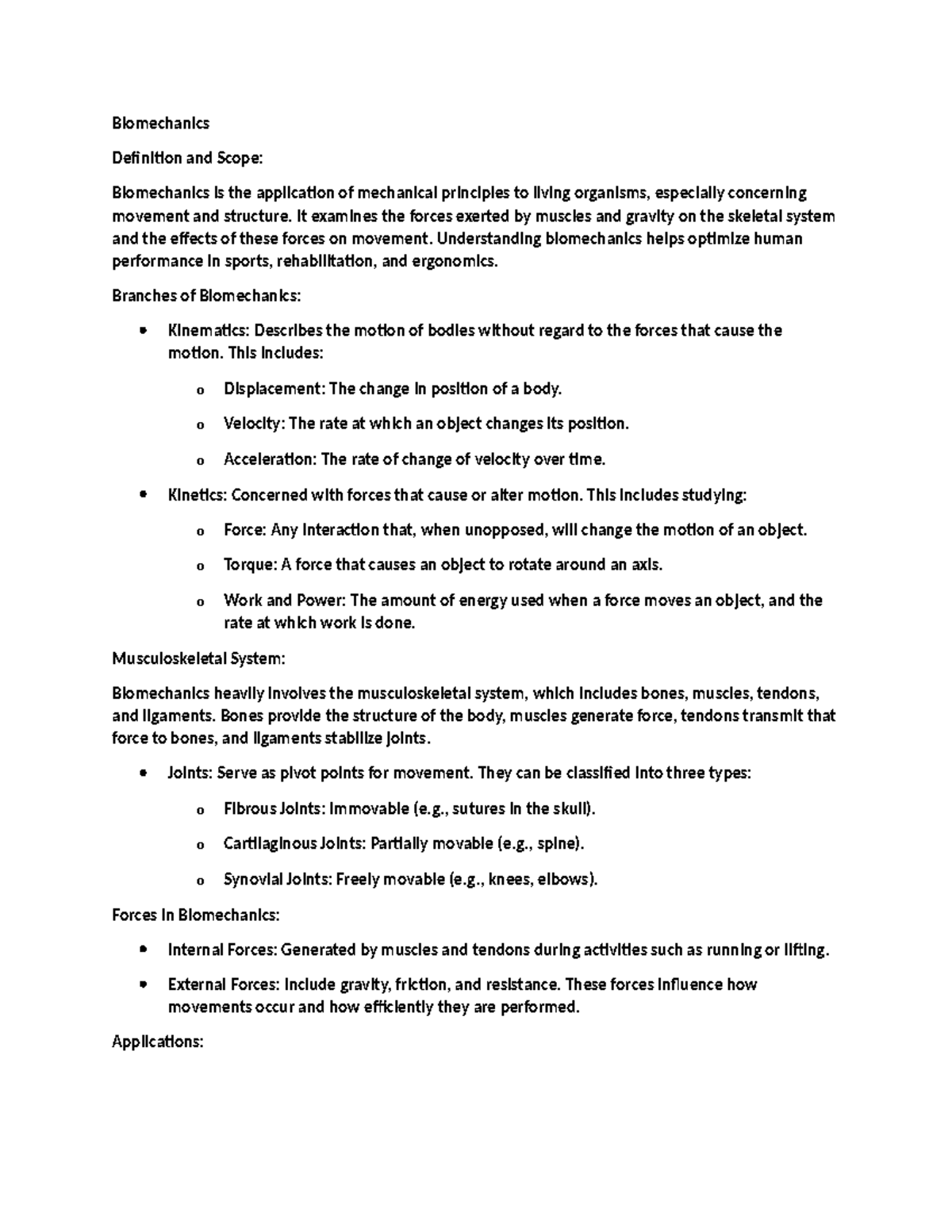 Lecture NOTE 2 - Introduction to Biomechanics and Its Applications ...