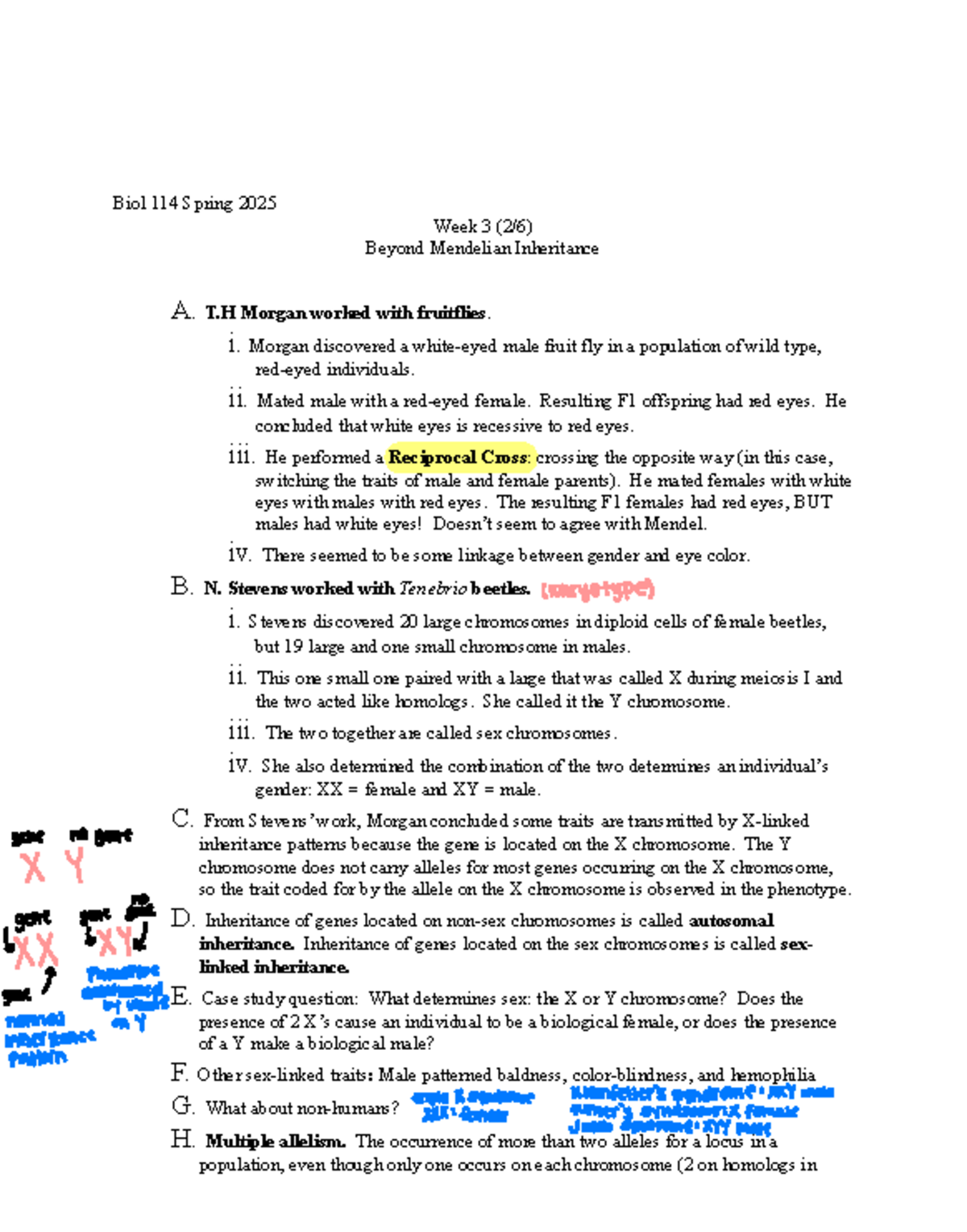 Biol 114 Spring 2025 Week 3 Lecture: Beyond Mendelian Inheritance - Studocu