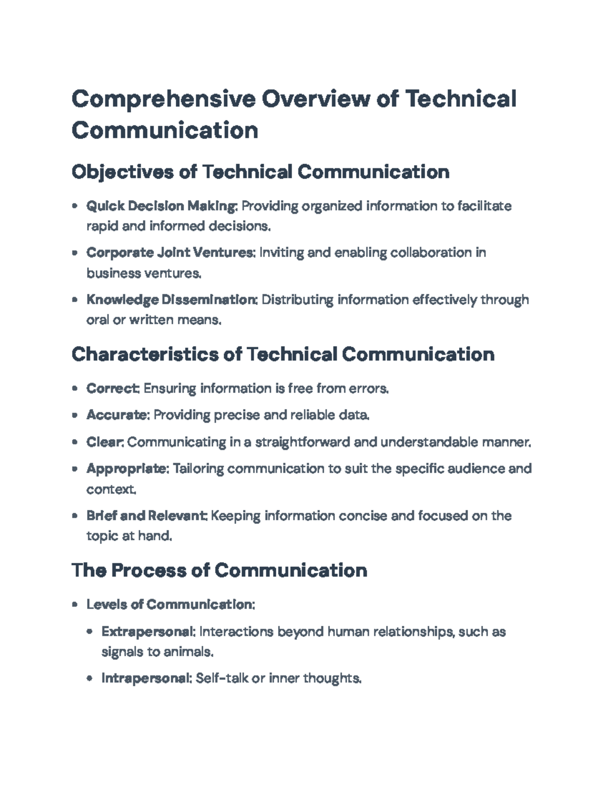 Technical Communication Overview: Objectives and Processes ...