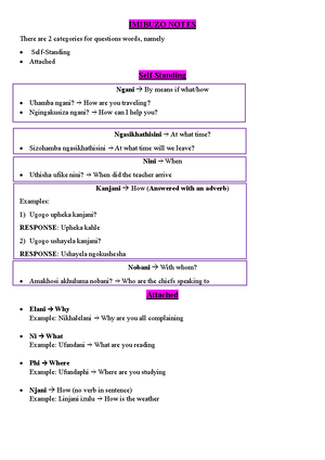 Indaba Isi Zulu - Notes - IsiZulu Ulimi Lwasekhaya (HL)/P3 2 DBE ...