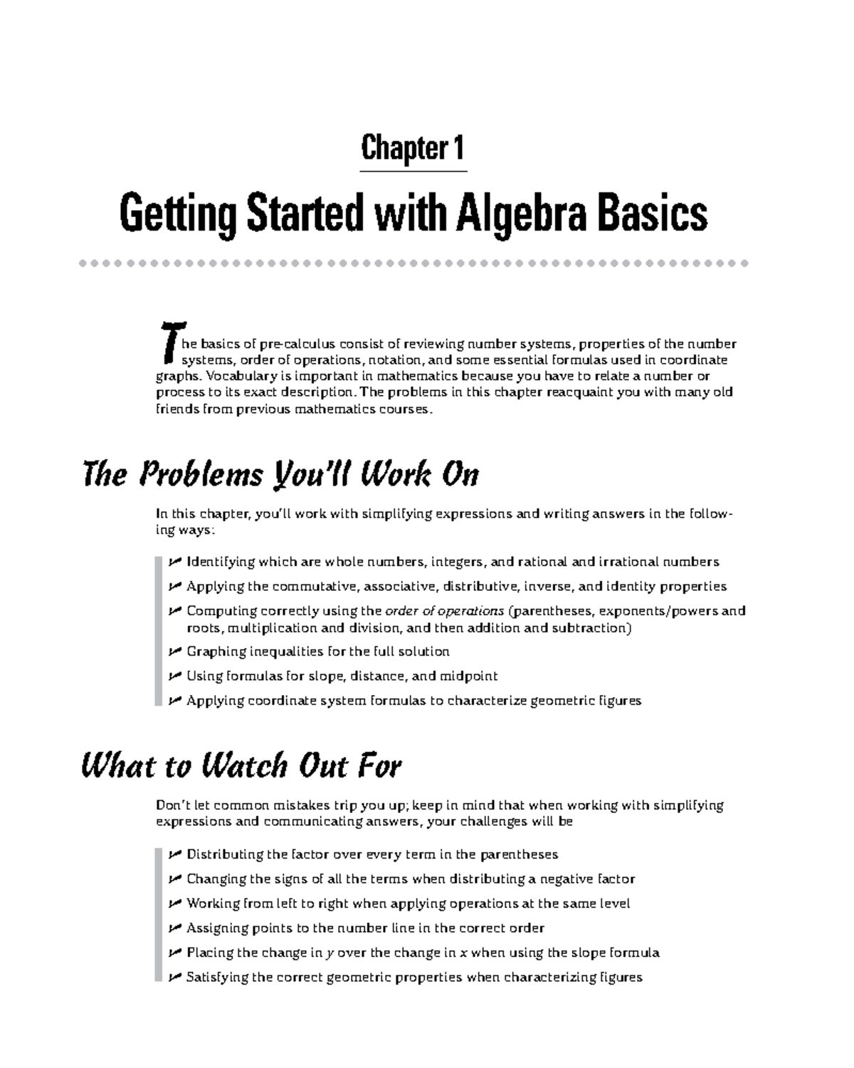 Chapter 1: Intro to Algebra Basics (MATH101) - Studocu