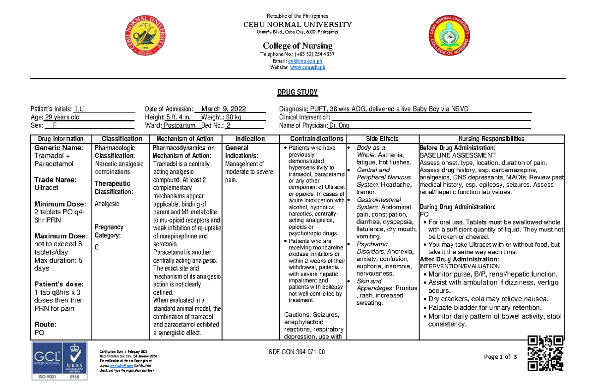 Tramadol + Paracetamol Drug Study: A Clinical Overview and Assessment ...