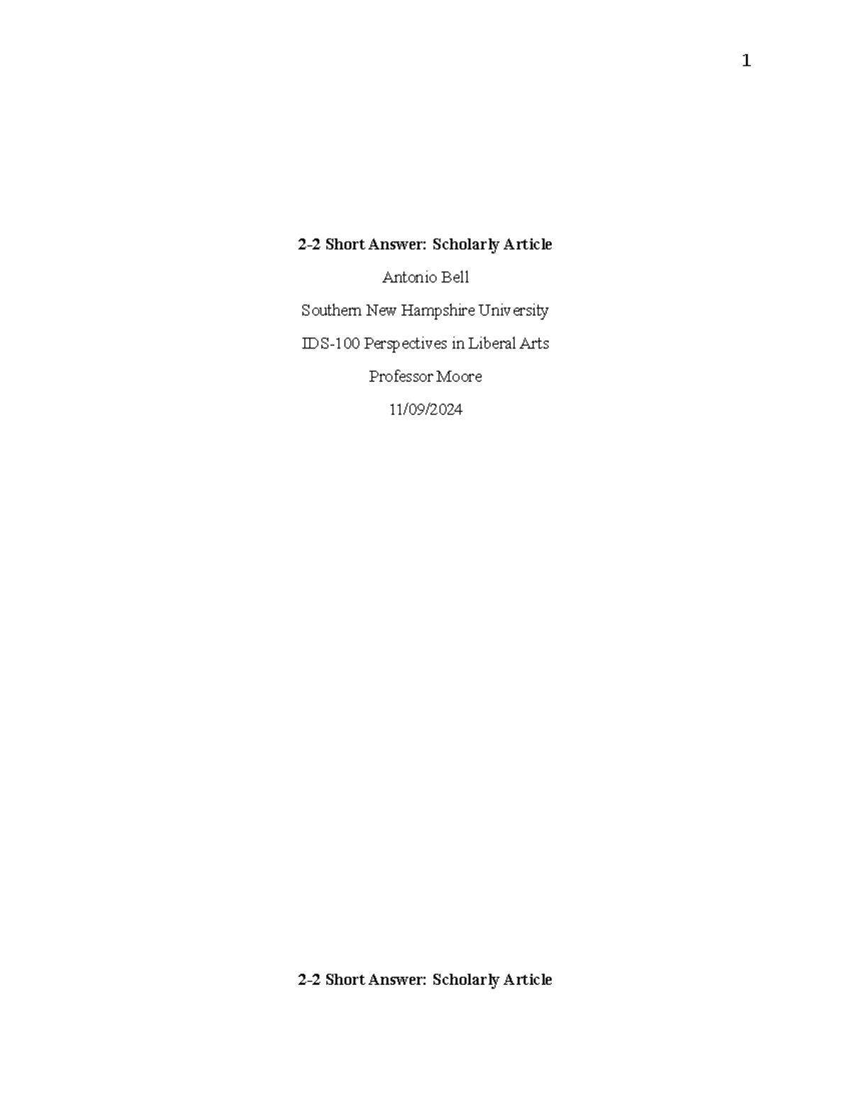 2-2 Short Answer Scholarly Article - 2-2 Short Answer: Scholarly ...