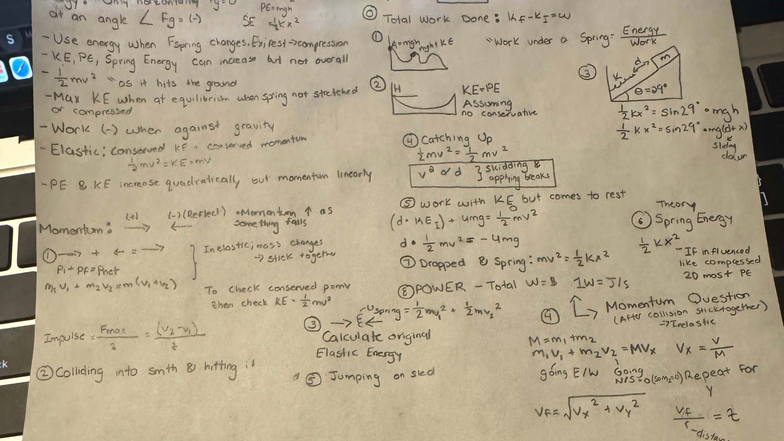 Physics Cheat Sheet: Work, Energy, and Momentum Concepts - Studocu