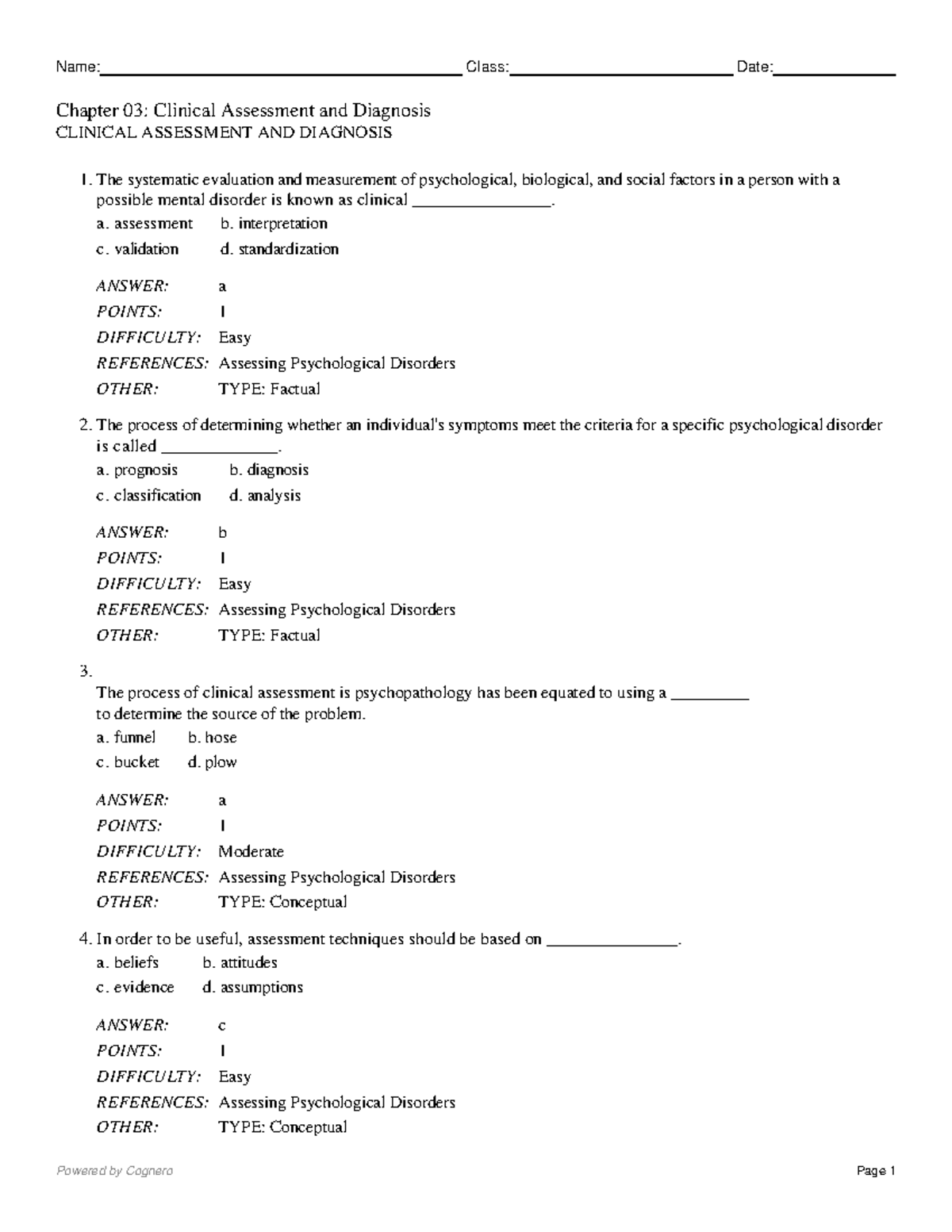 Chapter 03 Clinical Assessment and Diagnosis - The systematic ...