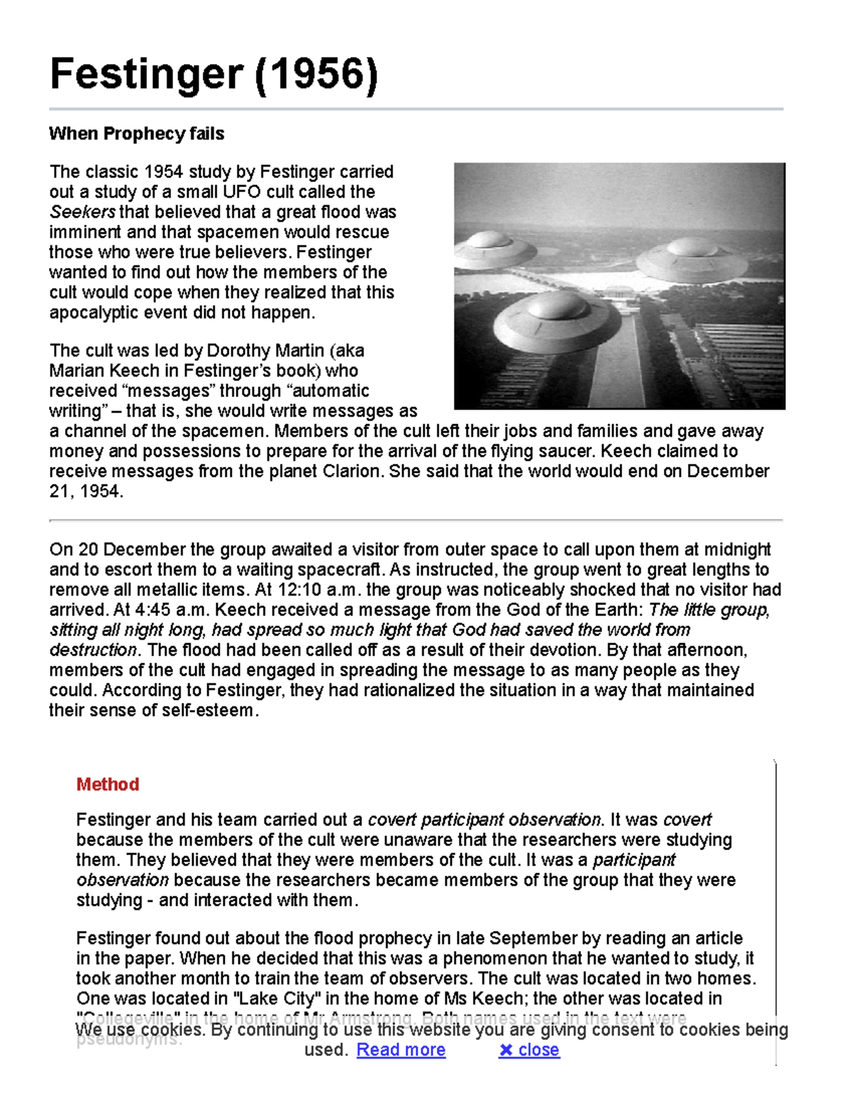 IB Psychology: Festinger's 1956 Study on Cognitive Dissonance - Studocu