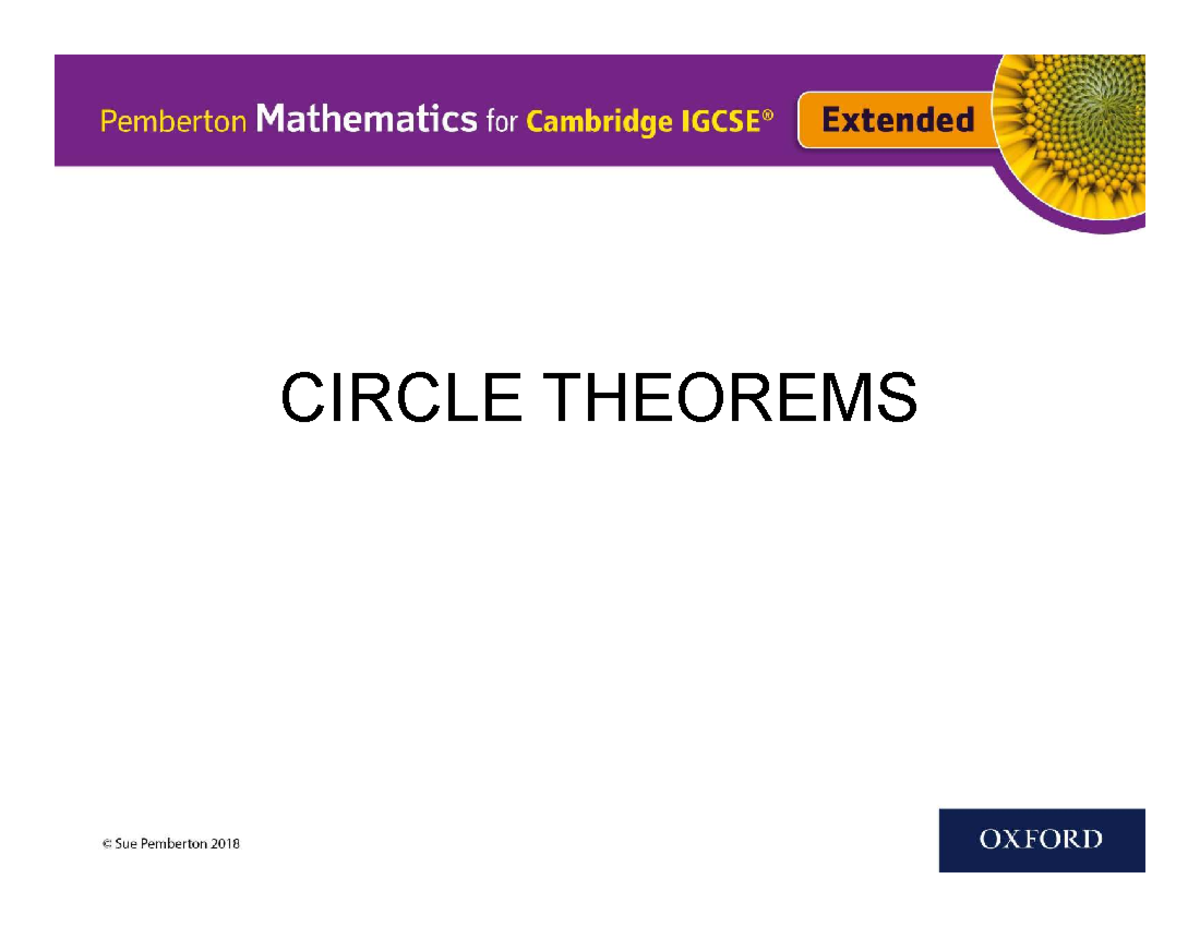 Circle Theorems & Tangents - Maths PPT (MATH101) - Studocu