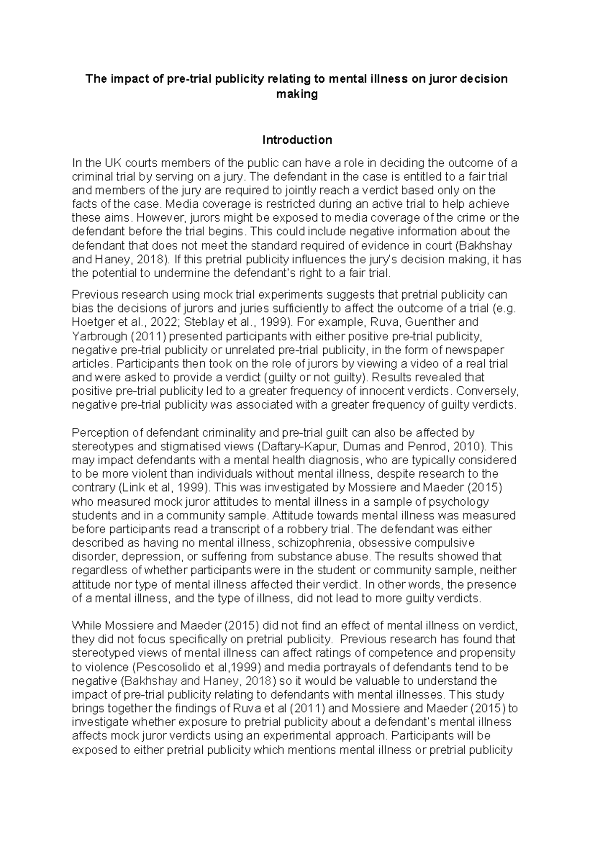 TMA 04: The Influence of Pre-Trial Publicity on Juror Verdicts - Studocu