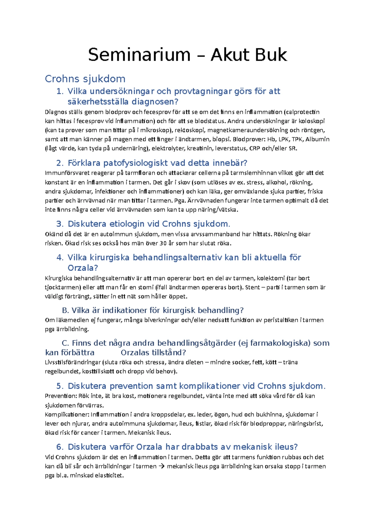 1SJ022: Omtentamen Mom Vårdande vid ohälsa och sjukdom - Del 2 - Studocu