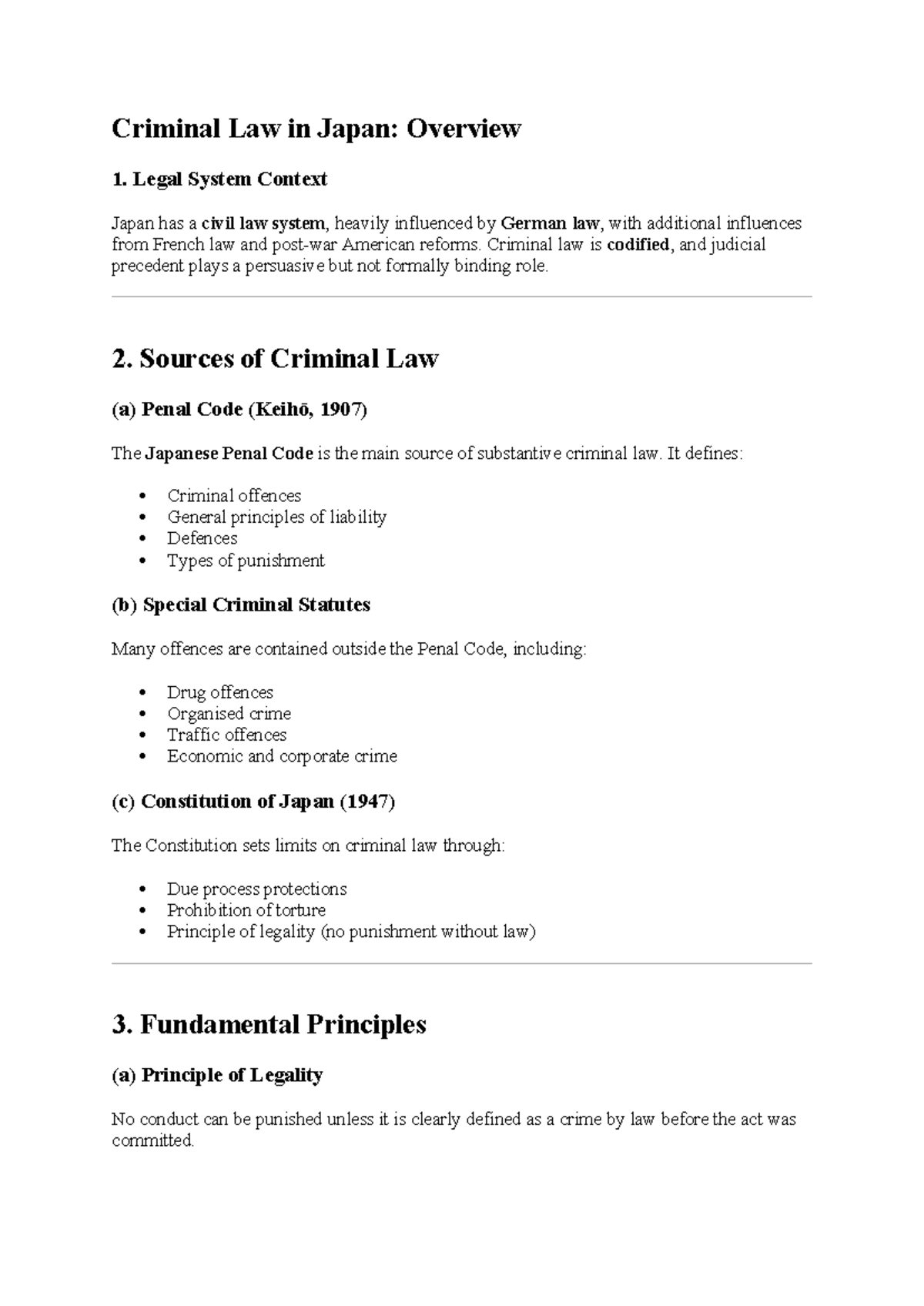 Criminal Law in Japan: Key Features & Principles (CLJ 101) - Studeersnel