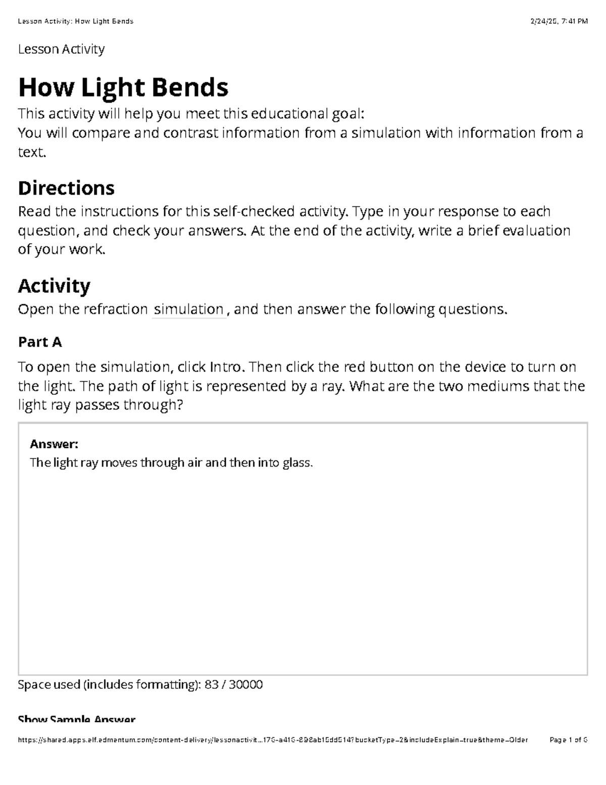Lesson Activity: How Light Bends - - Studocu