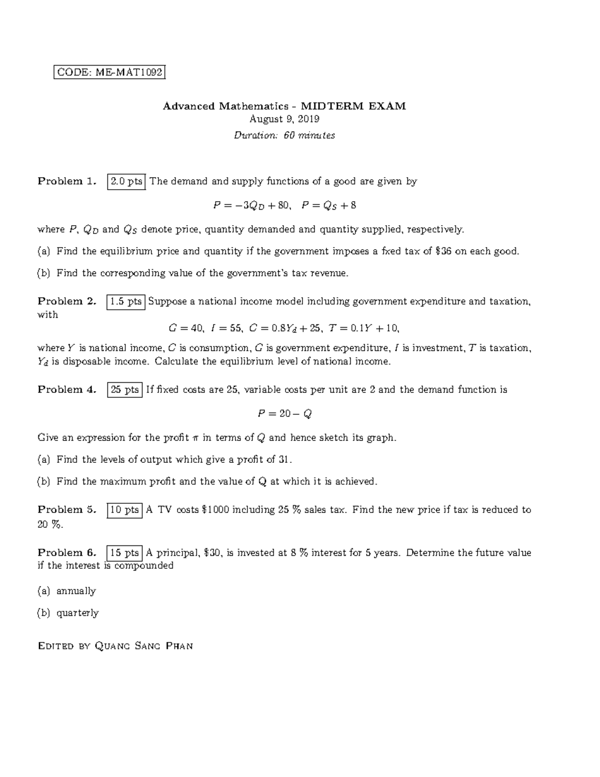 ME-MAT - Advanced Mathematics Midterm Exam Solutions - Studocu