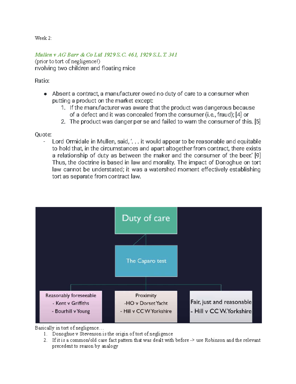 TORT 101: Case Summaries on Duty of Care and Negligence Principles ...