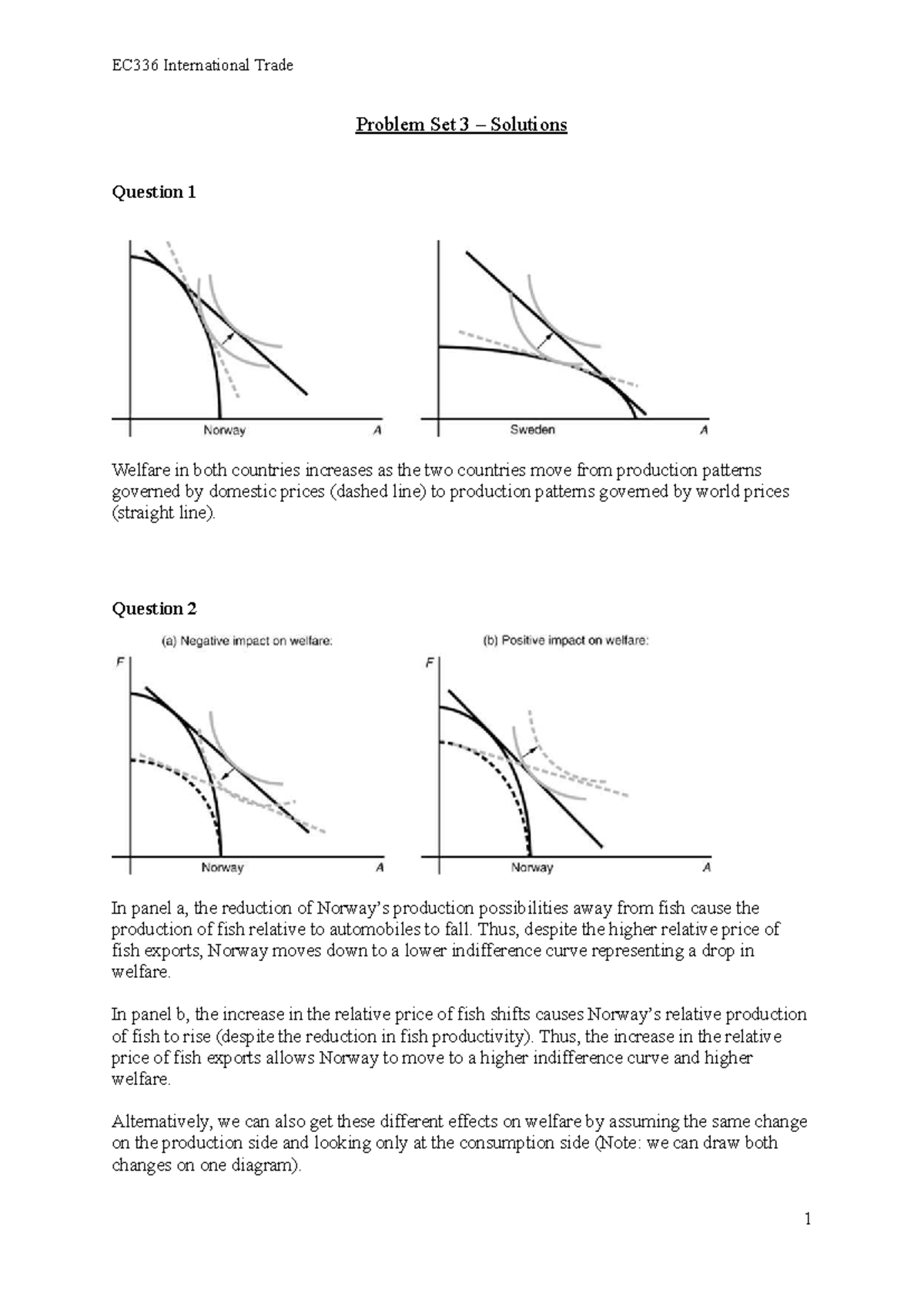 EC336 International Trade Problem Set 3 Solutions Analysis - Studocu