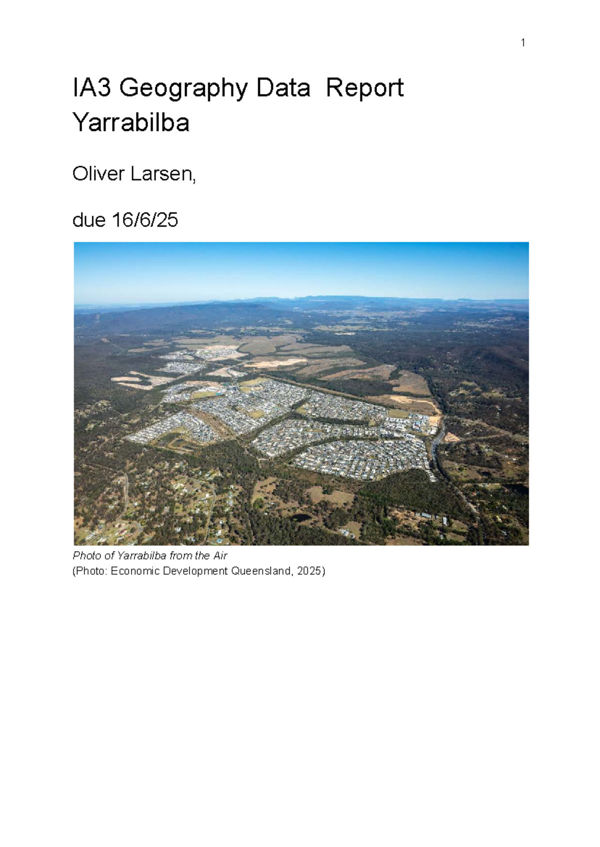 IA3 Geography Data Report: Demographic Challenges in Yarrabilba - Studocu