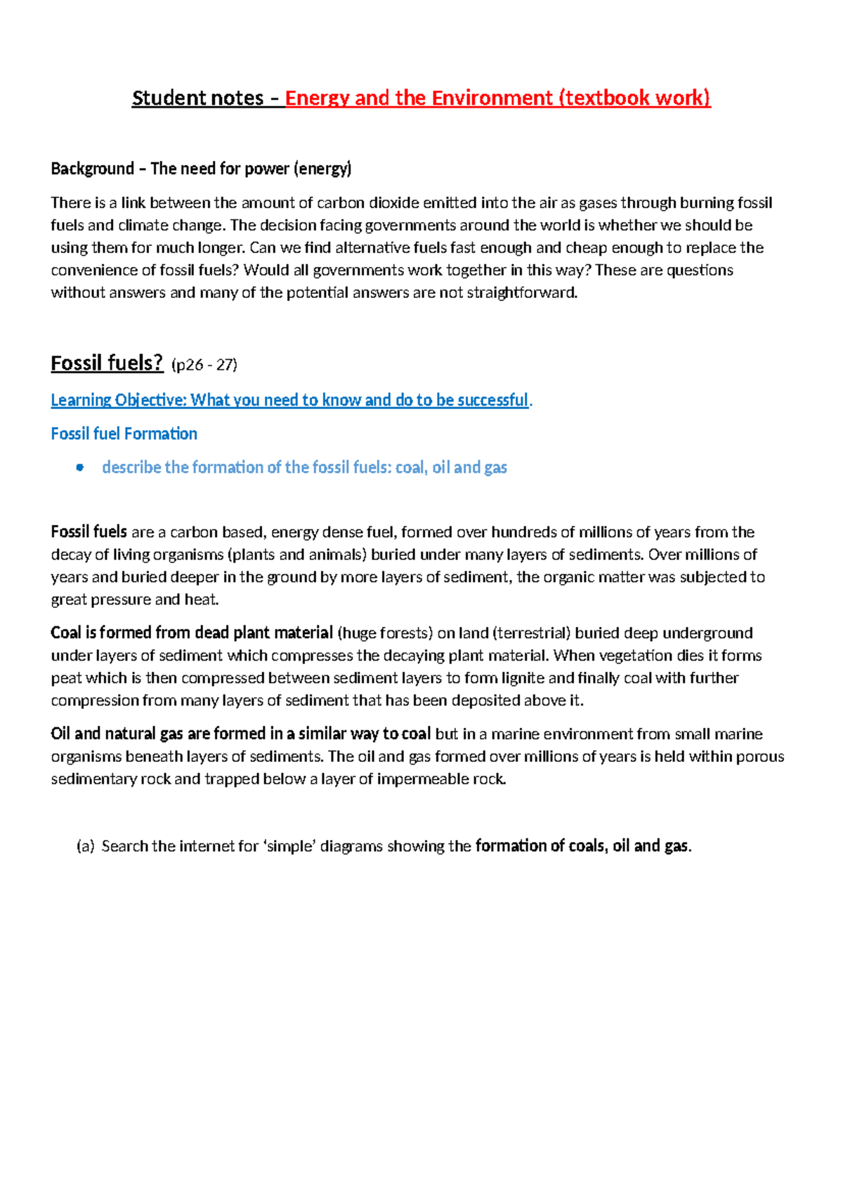 Student notes - Energy and the environment - The decision facing ...