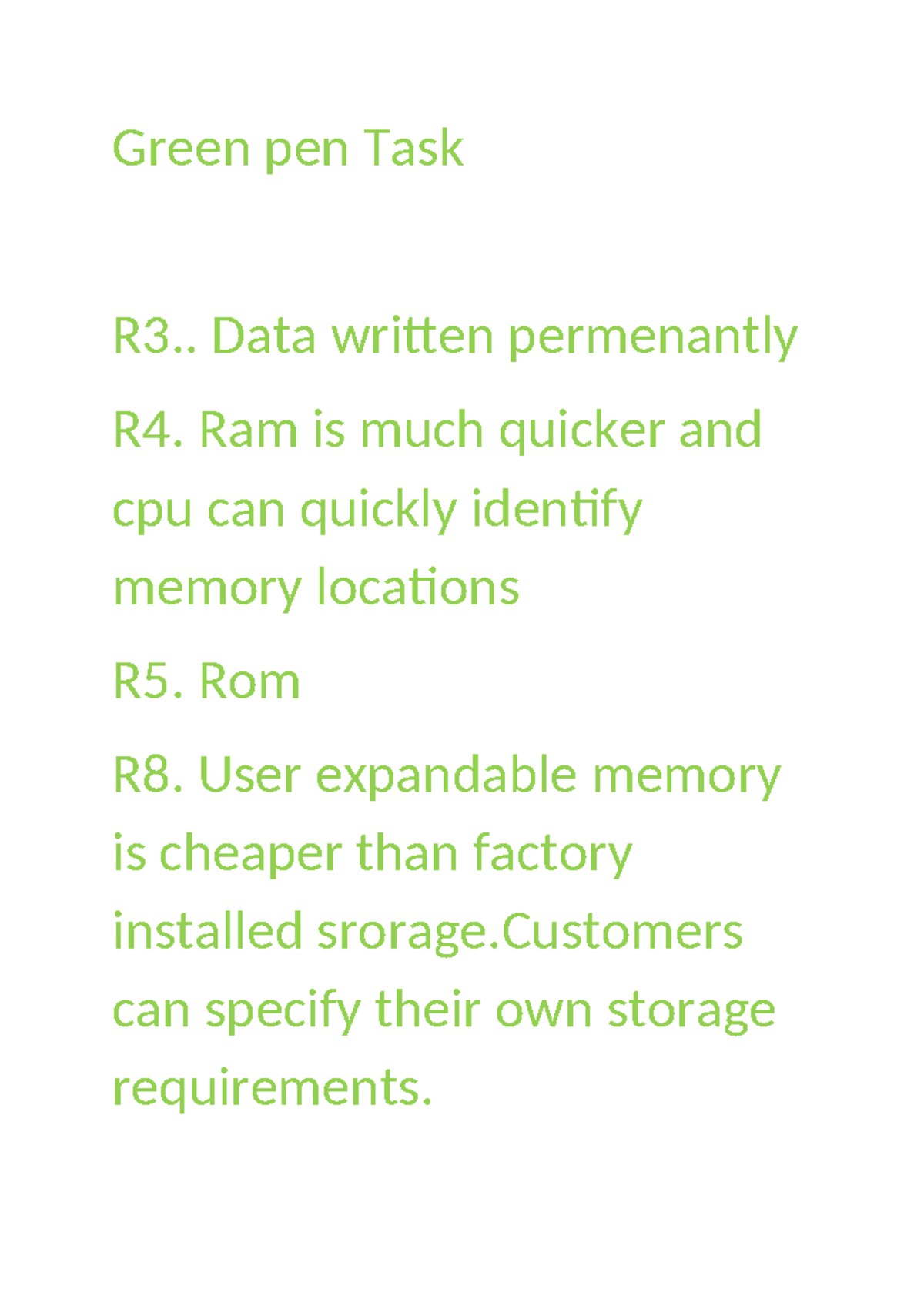 Green pen Task 6 - sadfdfdfdfdfdf - Green pen Task R3.. Data written ...