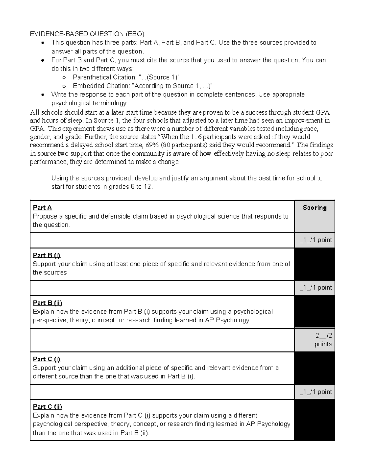Sample EBQ - none - EVIDENCE-BASED QUESTION (EBQ): This question has ...
