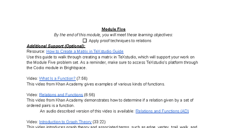 Module 5: Learning Objectives and Resources for MAT 230 - Studocu