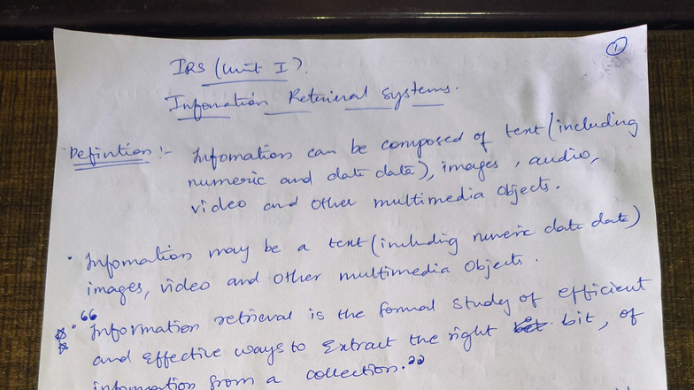 IRS Unit-1: Understanding Information Retrieval Systems - Studocu