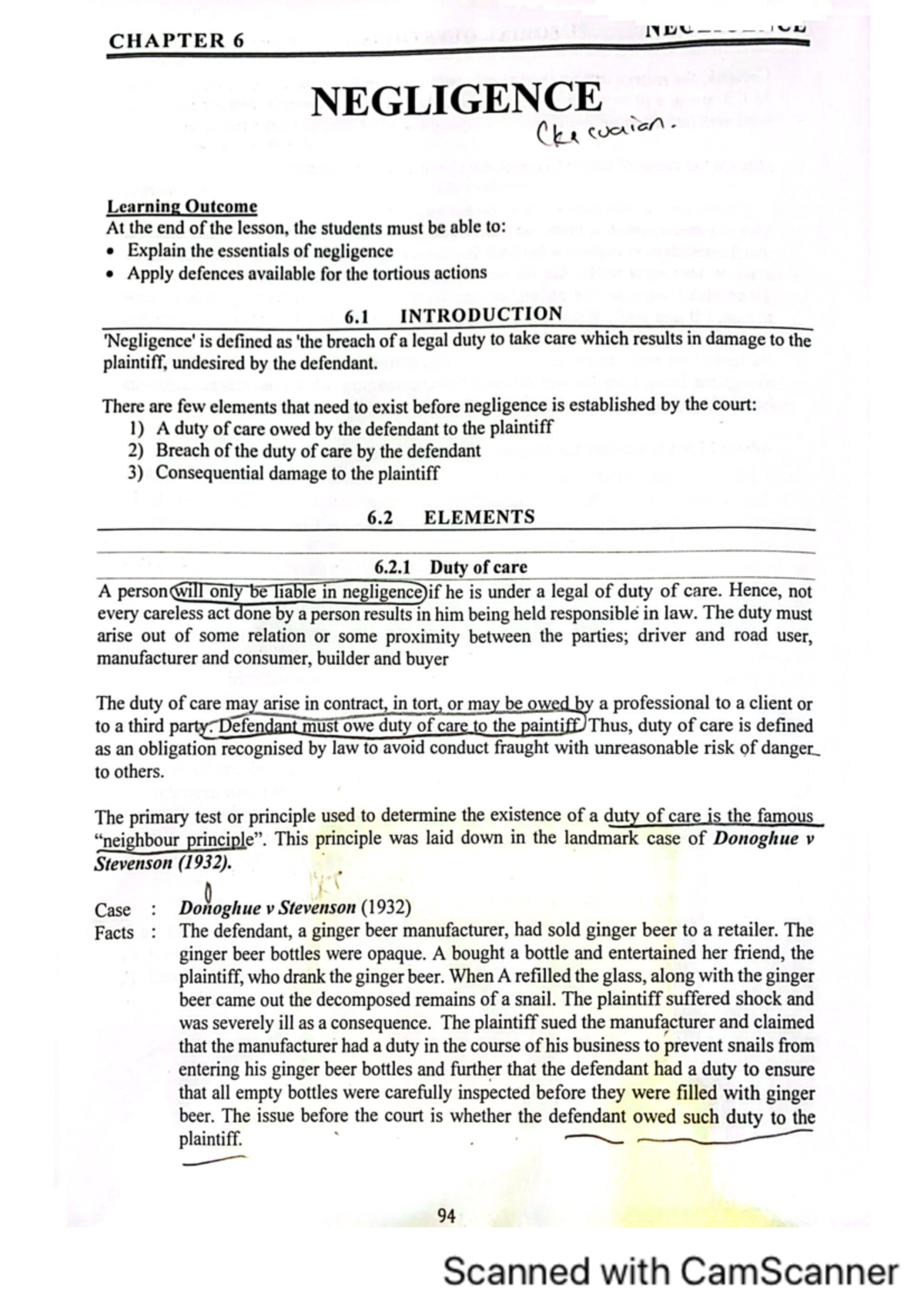 Negligence: Key Concepts and Legal Principles Explained - Studocu