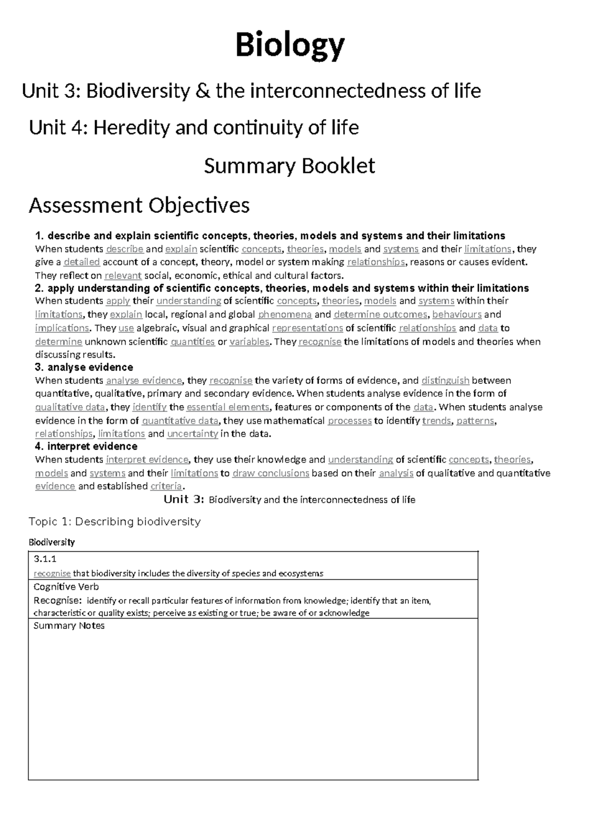 Biology External Exam Study Guide - Biology Unit 3: Biodiversity & the ...