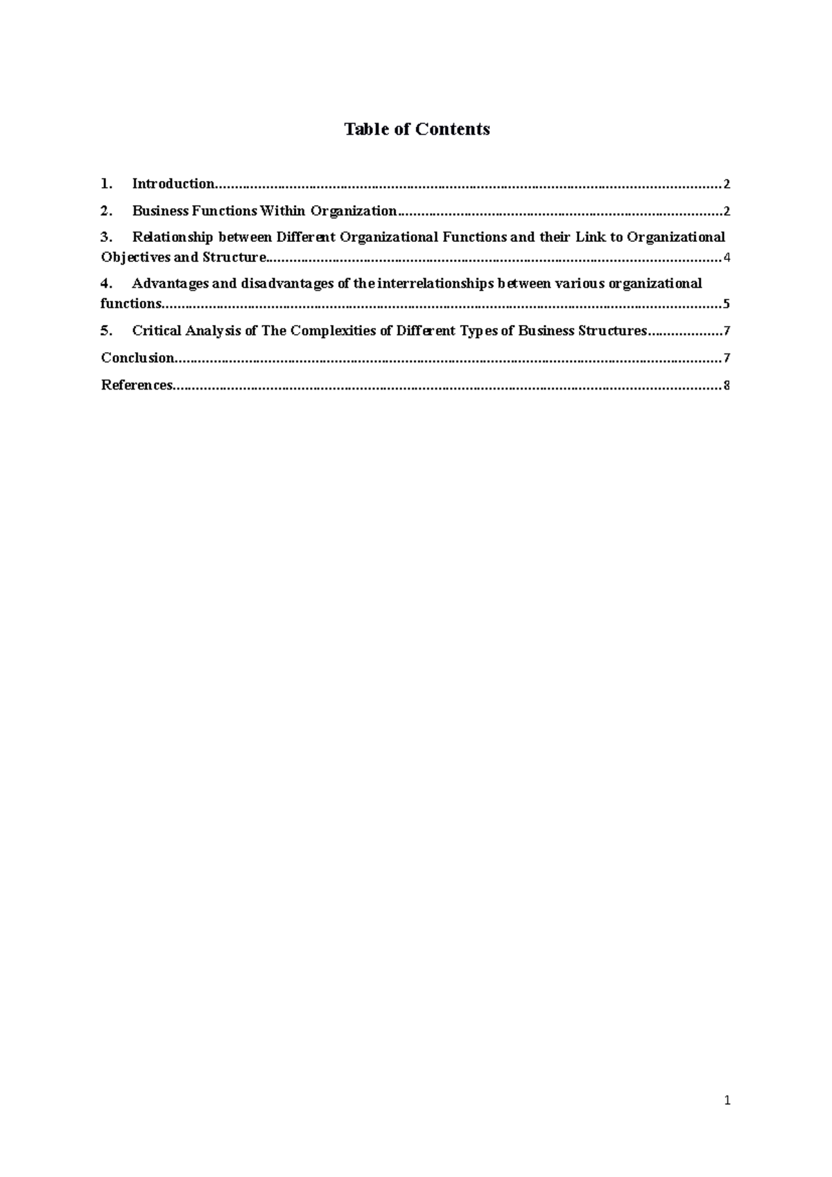 LO2 - Coursework - Table of Contents 1. Introduction - Studocu