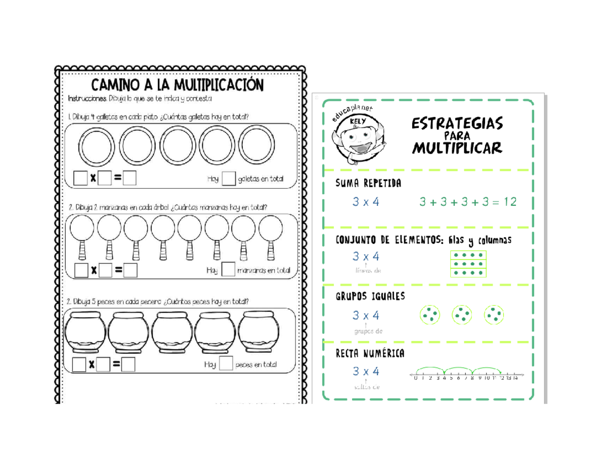 Ejercicios de Multiplicación: Estrategias para Sumar y Dibujar - Studocu