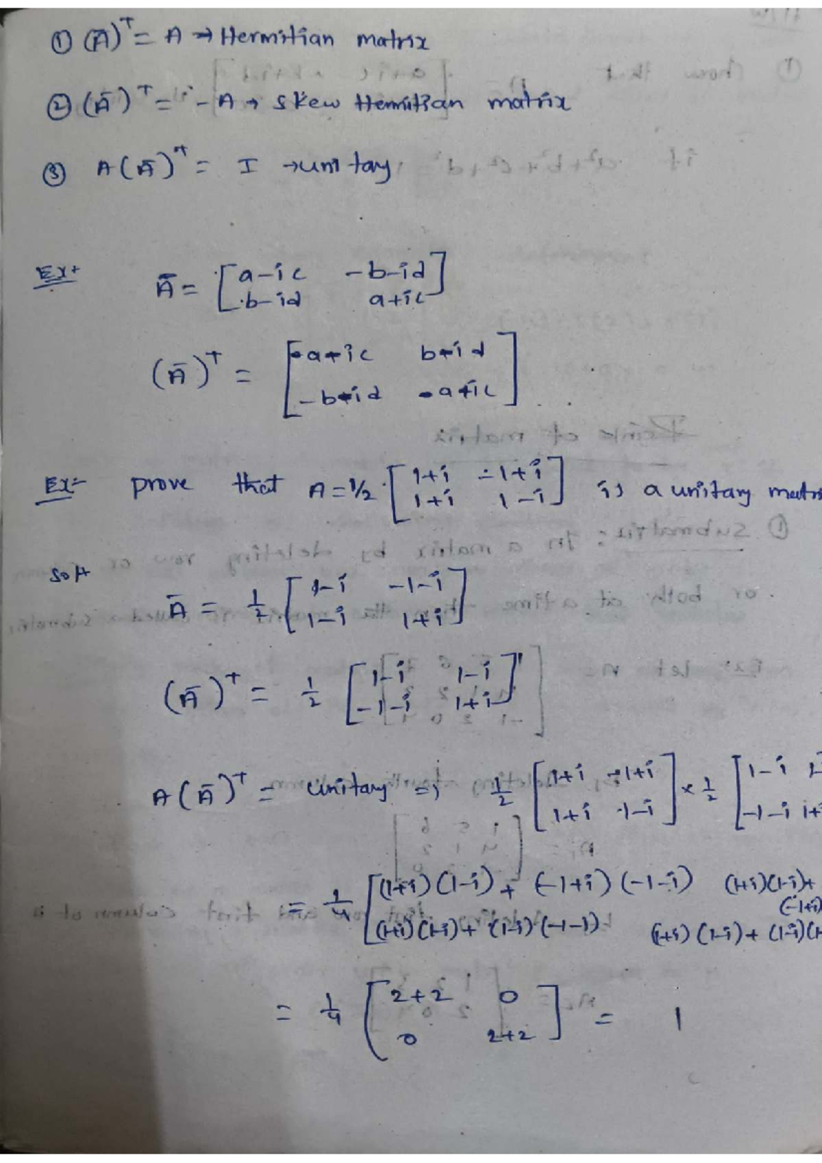 Math 2: Rank of Matrices and Unitary Matrix Properties - Studocu
