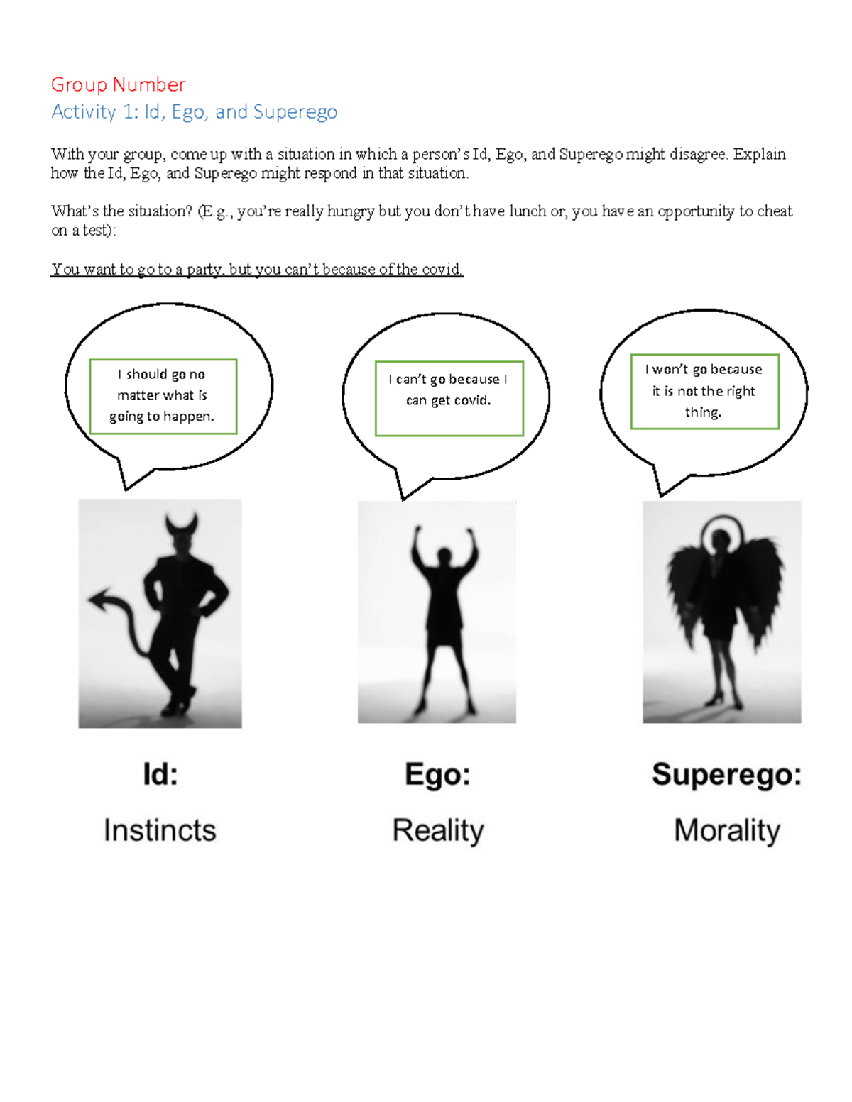 Id, Ego, and Superego - Class Assignment after the lecture. - Group ...