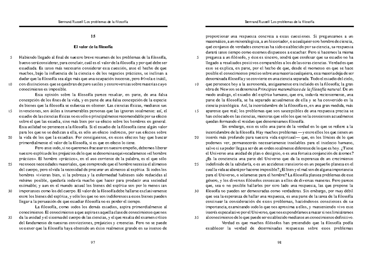 El valor de la filosofía (Bertrand Russell) - Bertrand Russell Los ...