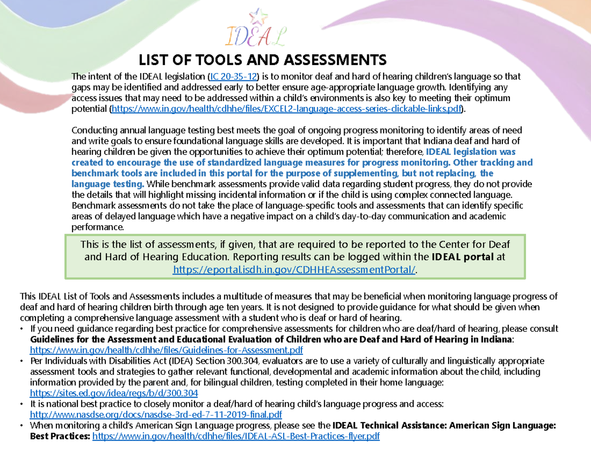 IDEAL Tools and Assessments for Language Monitoring in DHH Children ...