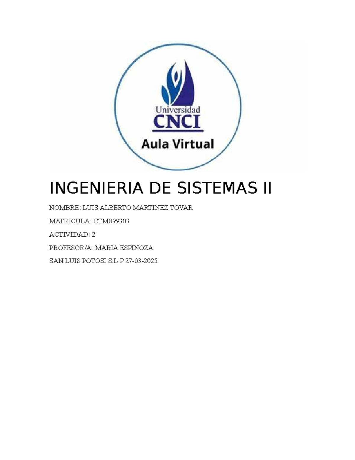Ingeniería de Sistemas II - Actividad 2: Mejora Continua en ...