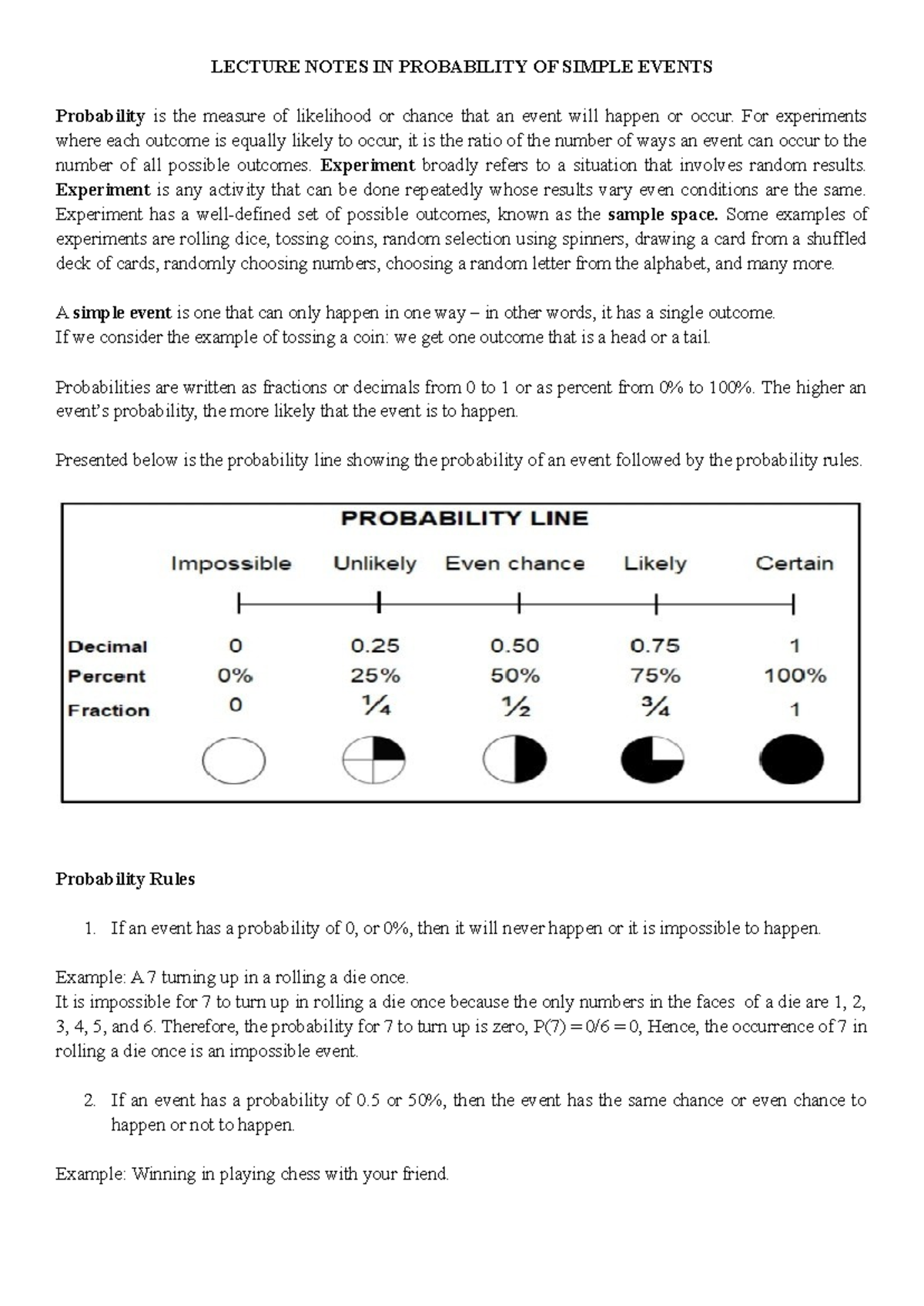 LECTURE NOTES IN PROBABILITY OF SIMPLE EVENTS (MATH 101) - Studocu
