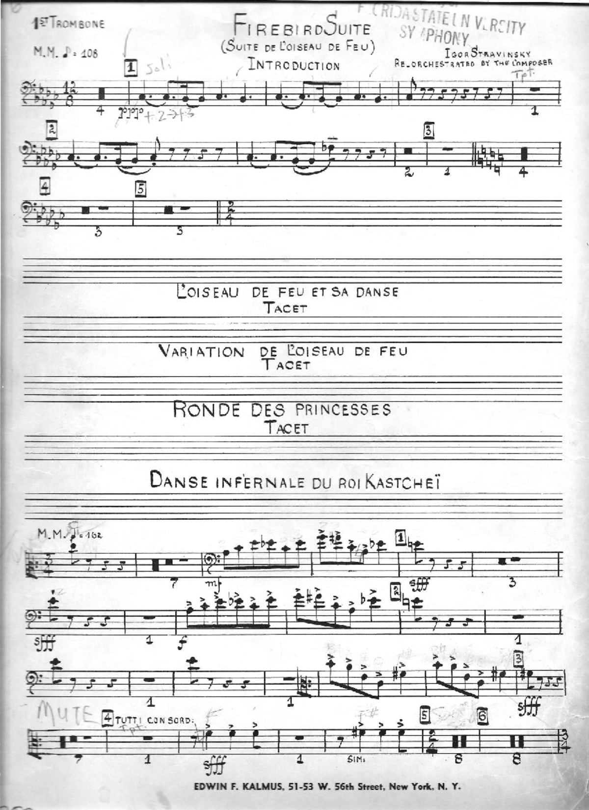 Trombone 1 - The Firebird (suite), K010 (Stravinsky) - 1STROMBONE ...