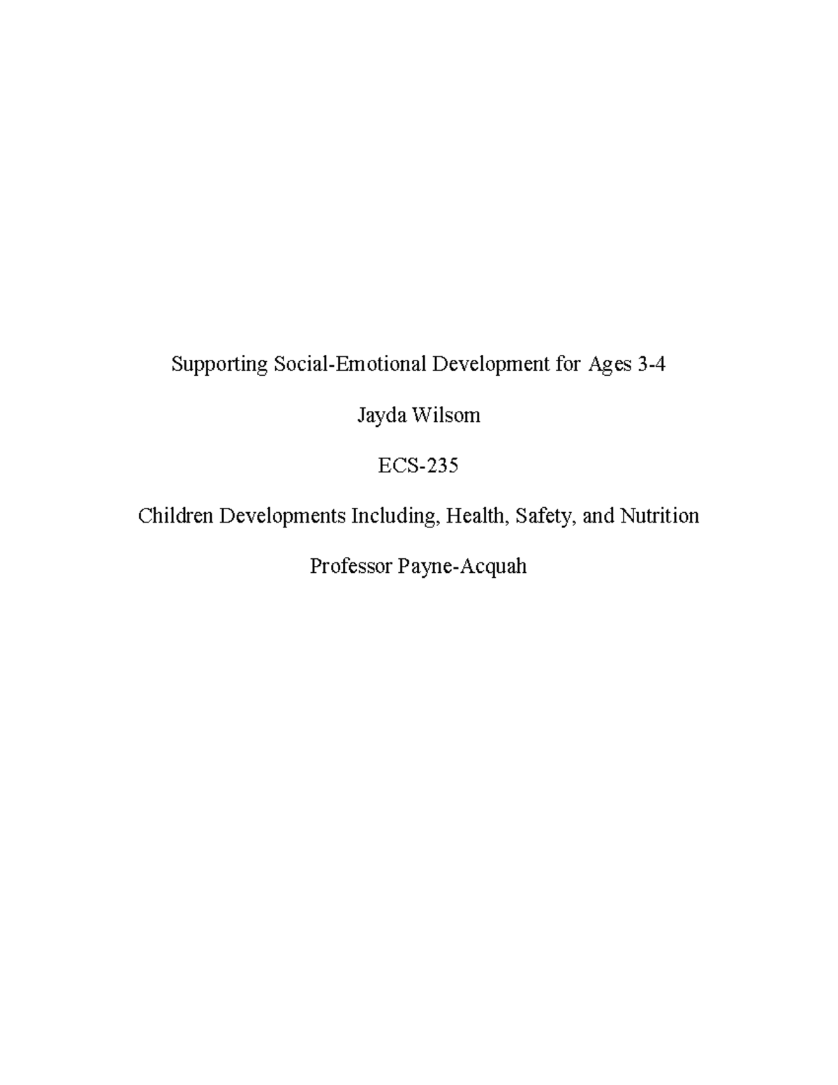 ECS-Social-Emotional Development in 3-4 Year Olds: Key Insights - Studocu