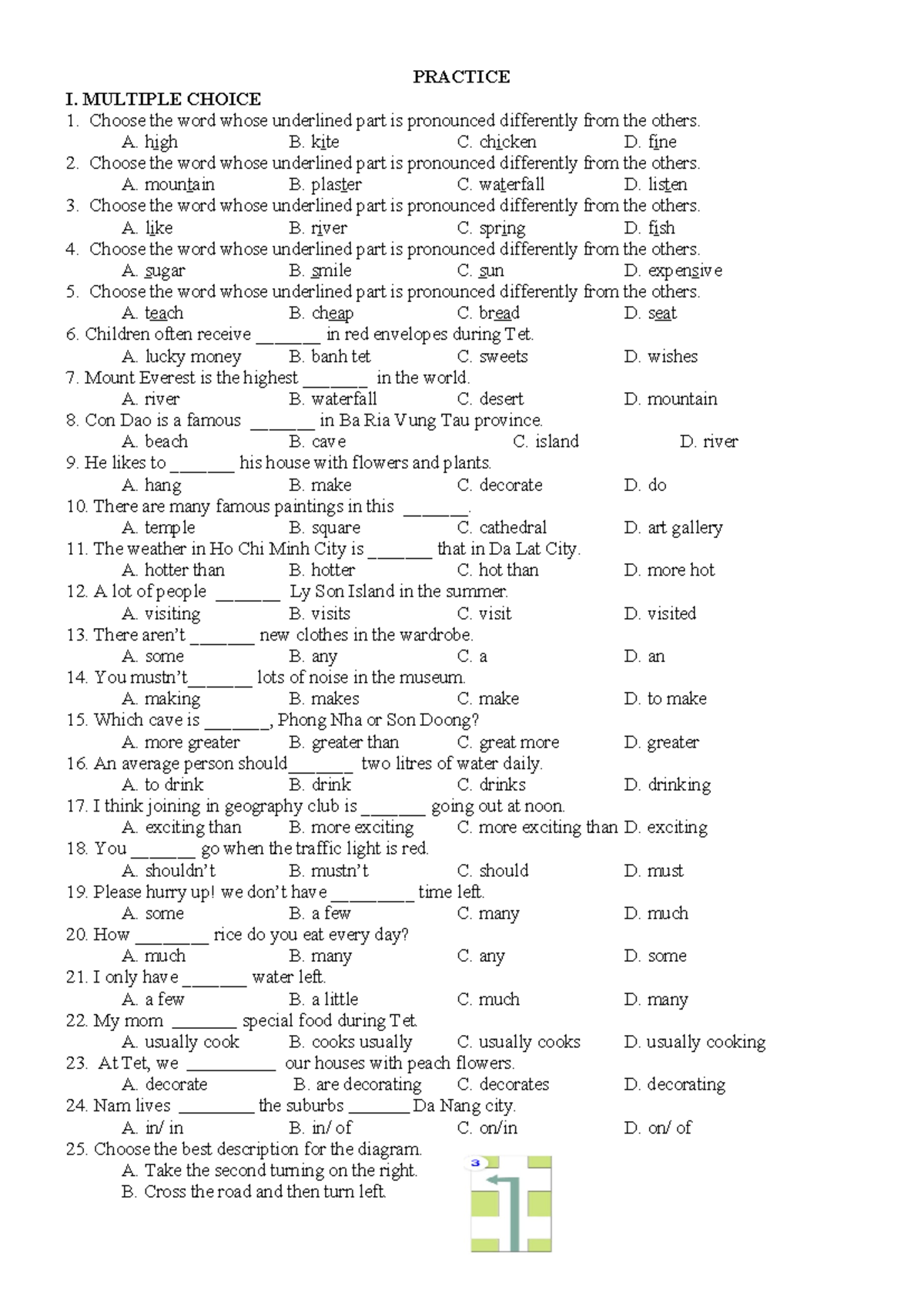 PRACTICE I: Multiple Choice Questions for Language Skills - Studocu