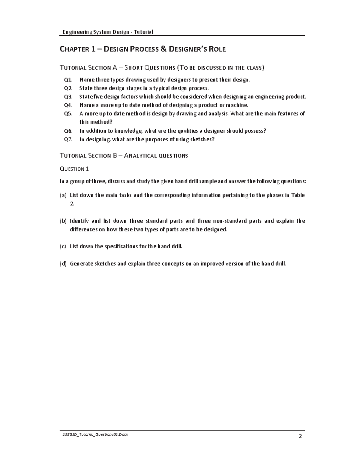 Engineering System Design Tutorial: Chapter 1 - Design Process Role ...