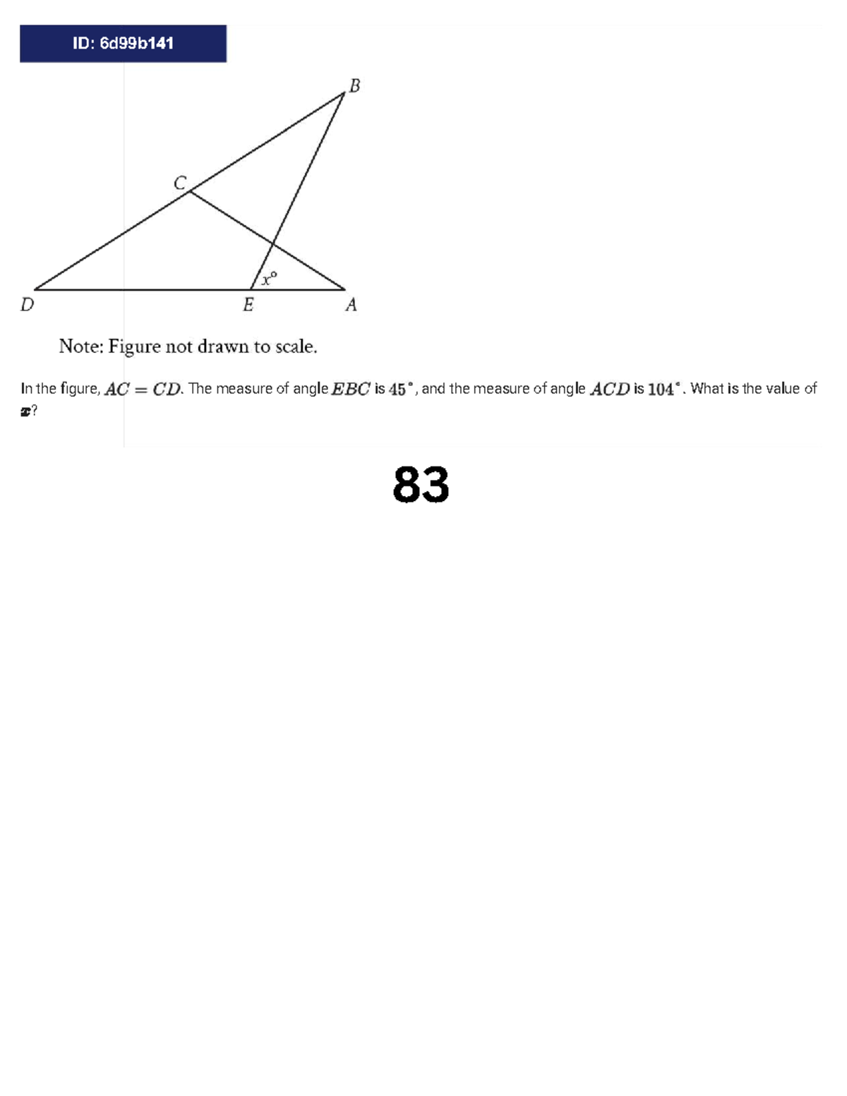 Lines, Angles, and Triangles (Hard) - ID: 6d99b In the figure, ? . The ...