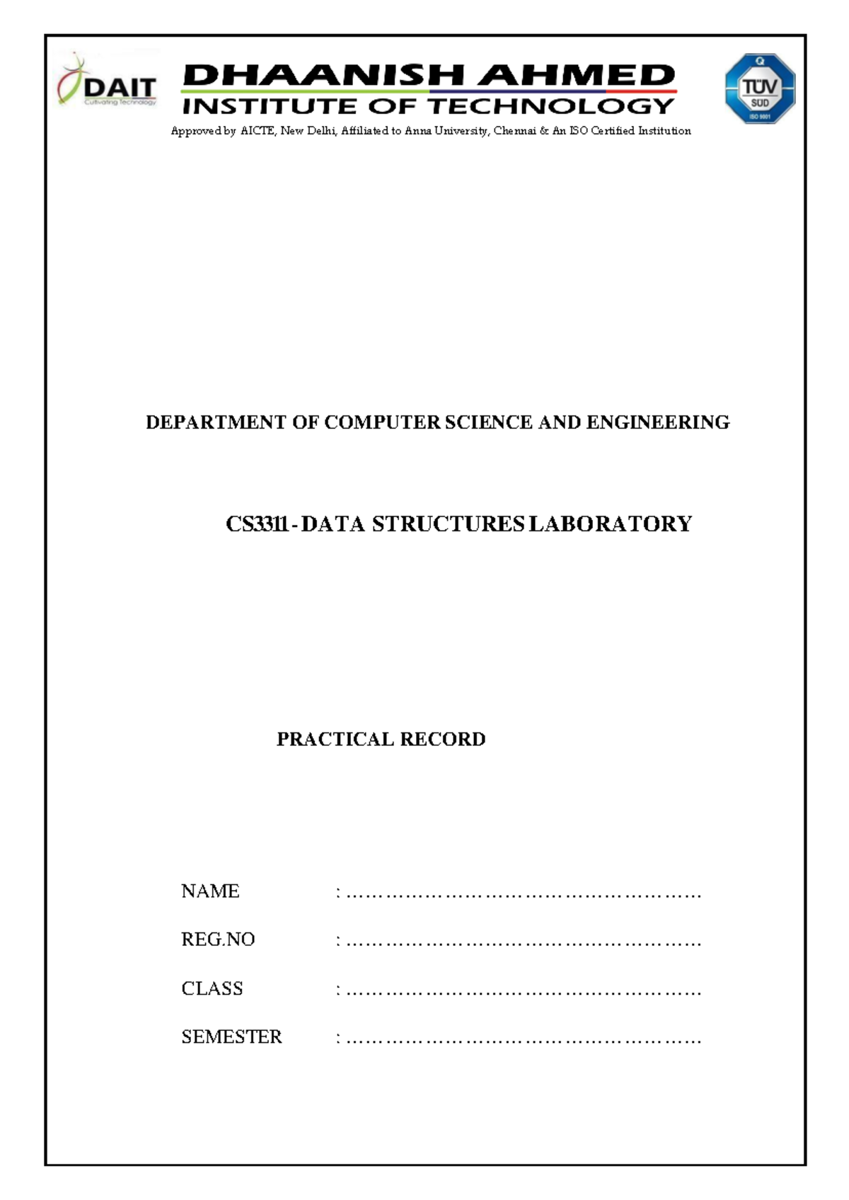 CS3 3 11 Data Structures Laboratory Manual for Printing - Studocu