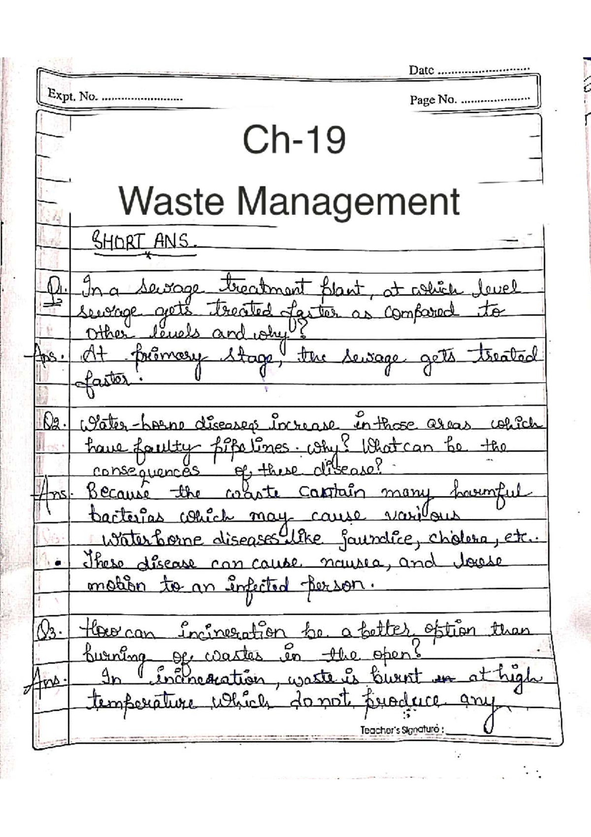 Ch-17 Chemistry Assignment: Waste Management Short Answers - Studocu