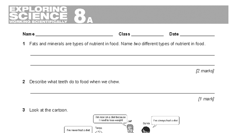 8A End of Unit Test: Nutrients, Digestion & Energy Release - Studocu